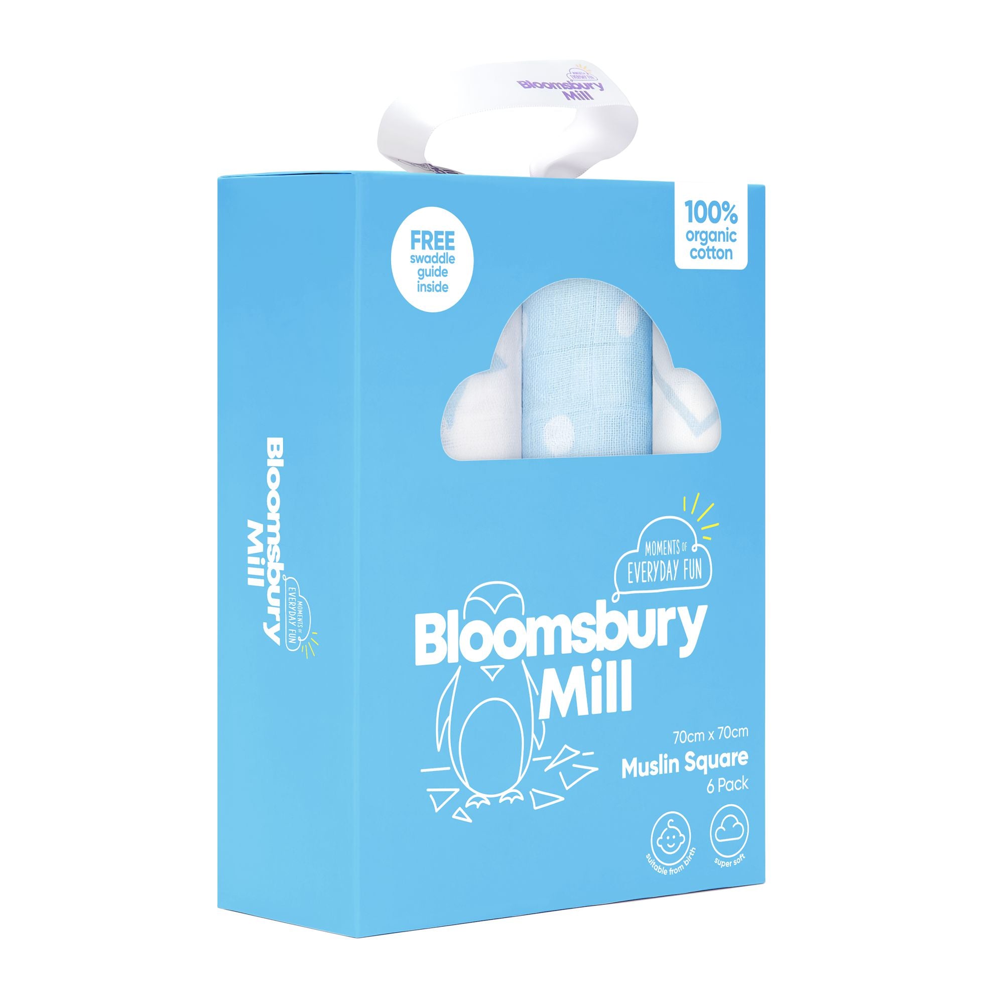 Organic Muslin Squares - Blue & White - Pack of 6 – Bloomsbury Mill Ltd