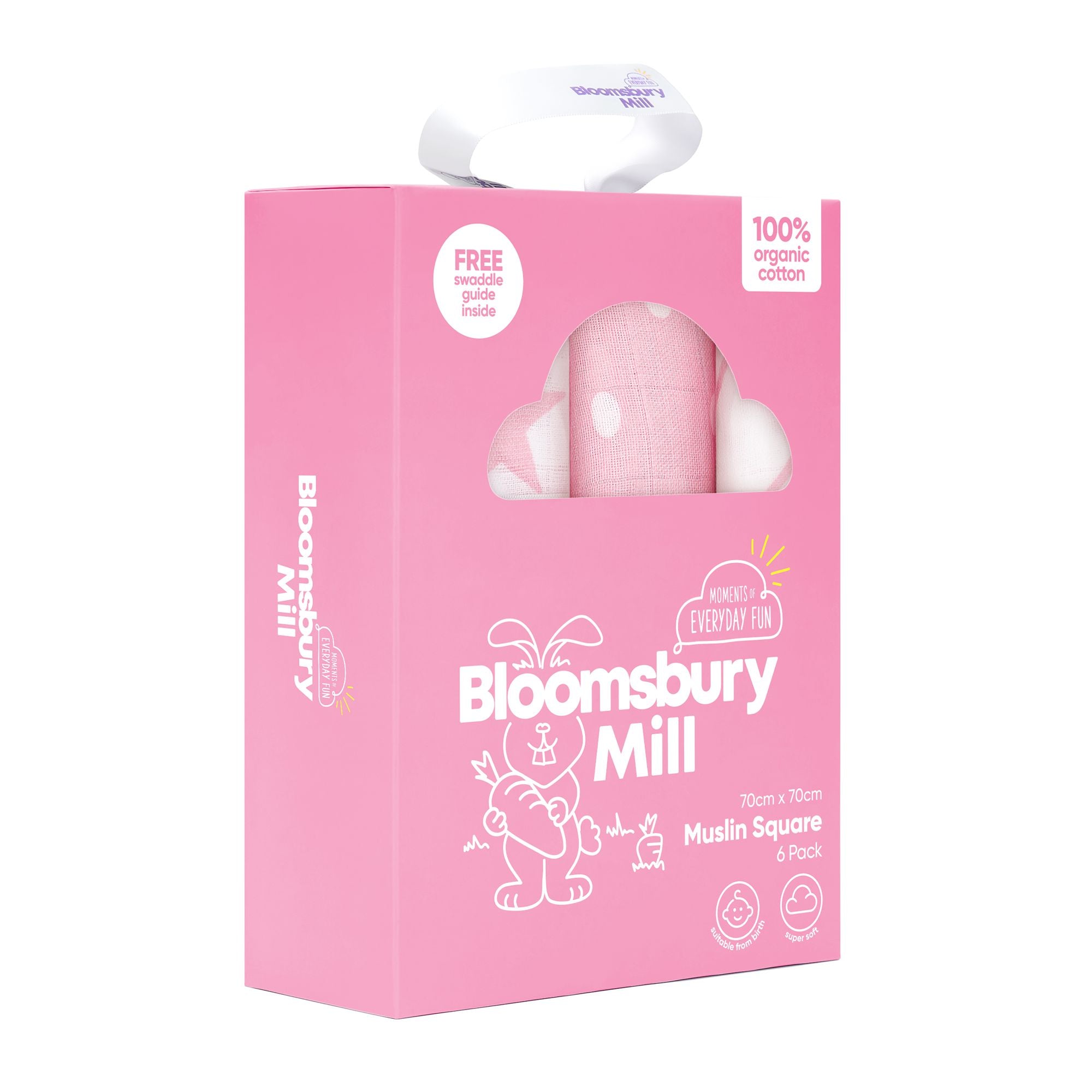 Organic Muslin Squares - Pink & White - Pack of 6 – Bloomsbury Mill Ltd